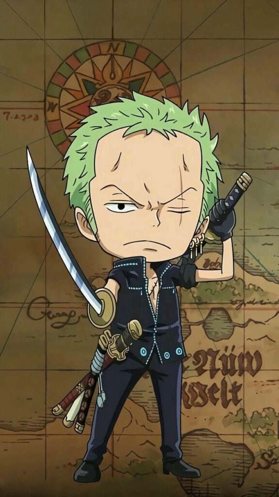 99+ hình nền Zoro chibi mái tóc xanh ngầu đẹp