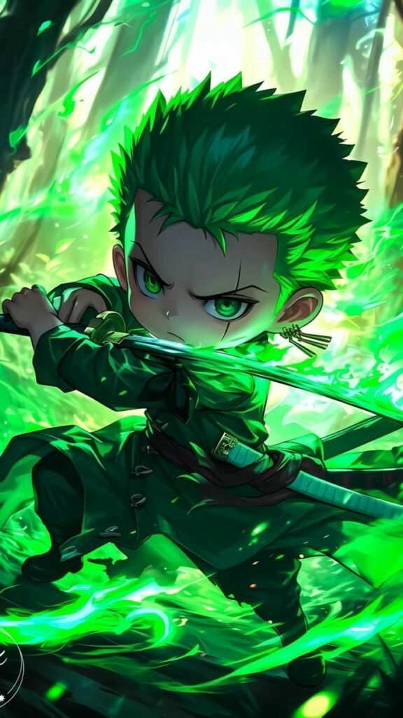 99+ hình nền Zoro chibi mái tóc xanh ngầu đẹp