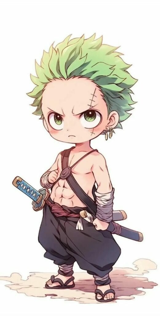99+ hình nền Zoro chibi mái tóc xanh ngầu đẹp